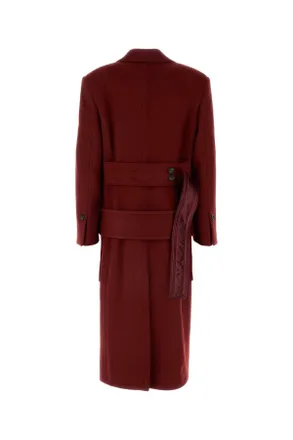 Ferragamo Womens Tiziano Red Wool Blend Coat Bordeaux Wv-Ws Rayon Lining. Cappotti