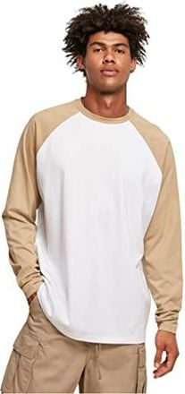 Urban Classics Homme T-shirt À Manches Longues en Raglan Organique Surdimensionné T-shirt,Blanc/beige union,XXXL