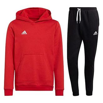 adidas Surv&ecirc;tement de football Entrada 22 - Sweat &agrave; capuche - Pantalon de jogging pour enfant - Rouge et noir - Taille 128