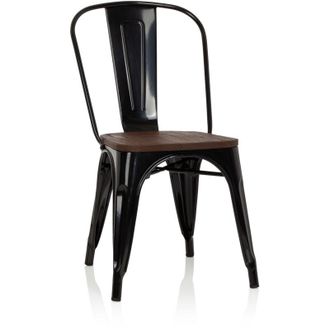 hjh OFFICE Chaise VANTAGGIO COMFORT W M&eacute;tal noir / Assise bois fonc&eacute; hjh OFFICE