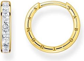 Thomas Sabo CR668-414-14 Boucles doreilles créoles pour femme en argent sterling 925 avec traitement en or jaune 750 et zircons, dimensions : 20 x 1,8 mm, 20x1,8m