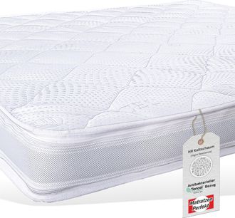 Matratzen Perfekt Kaltschaum Topper 180x200 cm - Orthopädische mit Härtegrad H5 extra hohe Punktelastizität & Klimaband Höhe 12 cm ideal für Federkernmatratzen Boxsprin