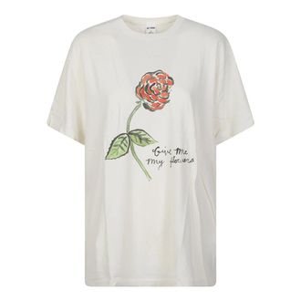 Re/Done T-shirt Boyfriend Flowers - Femme - Tops - Blanc - Taille: 36 FR