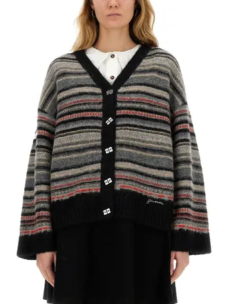 Ganni Boxy Fit Alpaca-Blend Cardigan - Multicolor