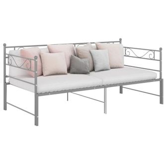 vidaXL Tagesbett Ausziehbar Grau Metall 90x200 cm Vidaxl