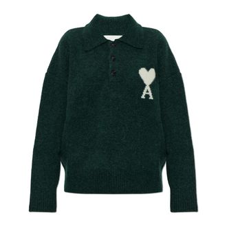 Ami Langarm-Polo - - Knitwear - Damen - Gr&uuml;n - S