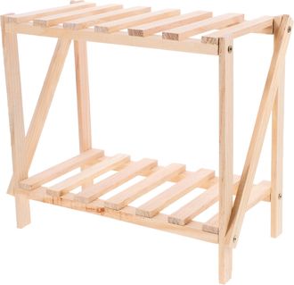 Pretyzoom Doppelst&ouml;ckiger Pflanzenst&auml;nder Aus Holz Pflanzenregal F&uuml;r Zuhause Handpolierter Blumentopfhalter Mit Glatten Kanten F&uuml;r Balkon Und Fensterbrett