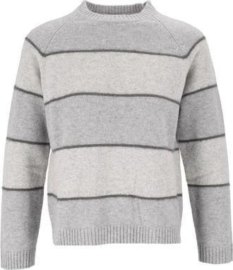 KANGRA Rundhals-Pullover mit Streifen aus meliertem Garn - - Knitwear - Damen - Grau - XS