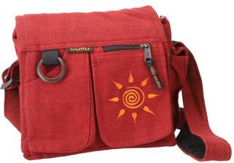 Guru Shop sac à Bandoulière, sac Hippie Soleil - Rouge, Mixte Adulte, Rouge, Ducoton, Size:One Size, 25x25x7 cm, Sacs à Bandoulière