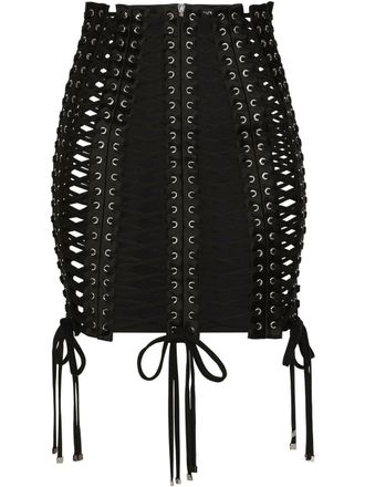 Dolce & Gabbana minijupe &agrave; d&eacute;tails doeillets - Noir