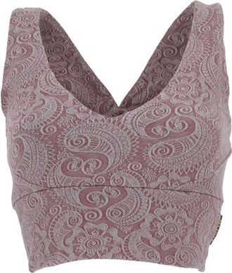 Guru Shop Bauchfreies Top, Bra Top, Yoga Top aus Bio-Baumwolle - Braun, Damen, Size:XL