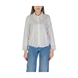 Jacqueline de Yong Jacqueline de Yong, Femme, Blouses et Chemises, Blanc, Taille: 34 FR Chemisier &agrave; Manches Longues et Poignets OEillets