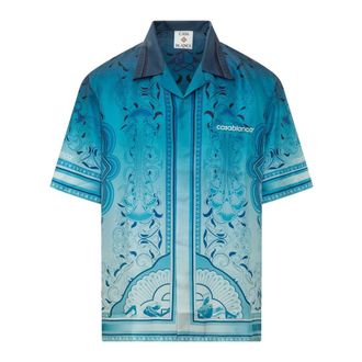 Casablanca Cuban Collar SS Hemd - - Shirts - Herren - Blau - XL