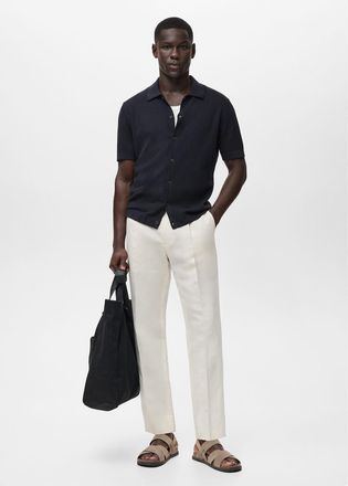 Mango Chemise maille côtelée bleu marine - Homme - XXL - MANGO MAN