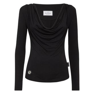 Philipp Plein Modal Cowl Neck Longsleeve Fatale - - Blouses & Shirts - Damen - Schwarzk - M