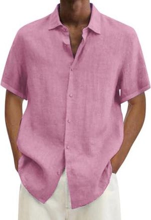 Generic Chemise hawa&iuml;enne &agrave; manches courtes infroissable pour homme - Coupe ample - Chemise d&eacute;t&eacute; l&eacute;g&egrave;re - Chemise boutonn&eacute;e - Chemise de plage imprim&eacute;e - Col 