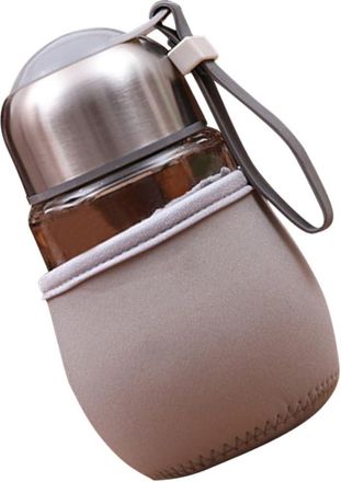 BESPORTBLE Wasserflasche Aus Glas Tragbar Für Sport Und Reisen Mit Flaschenmantel Lebensmittelecht Für Saft Milch Apfelessig Kleine Passt in Taschen Kein Auslauf