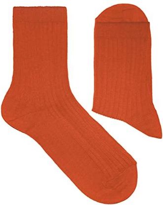 Weri Spezials Chaussettes décontractées pour homme - En coton côtelé - Plusieurs couleurs naturelles - Orange - 39-42