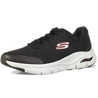Skechers Homme Arch Fit Sneaker, Noir Textile Synthetic Red Trim, 47.5 EU