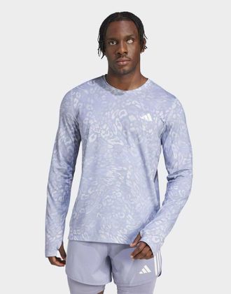 adidas Own the Run Climacool - T-shirt manches longues &agrave; 3 bandes - Gris et violet