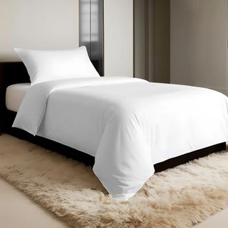 Pizuna 600 Fadenzahl aus Baumwolle Bettw&auml;sche Wei&szlig;, 100% Langstaple Baumwolle Bettbezug und Kissenbezug, 100% Baumwolle Mako Satin 2-Teilig Bettw&auml;scheset 135