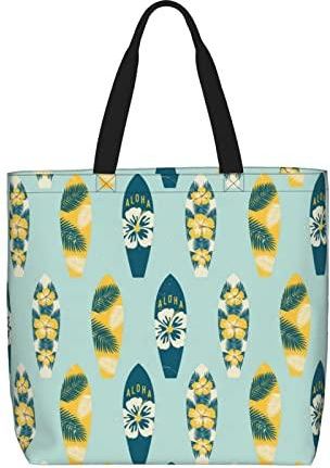 Generic Sac De Courses Planches De Surf Orn&eacute;es De Plantes Tropicales Sac &Agrave; Dos Personnaliser R&eacute;utilisable Sacs &Agrave; Main, Pour Shopping, Voyage, &Eacute;cole, Tous Les 