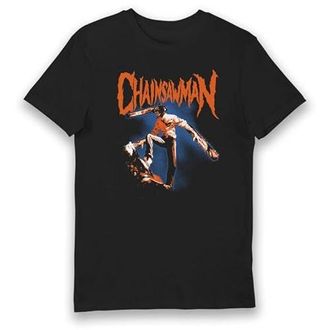 Bioworld Chainsaw Man T-shirt avec logo rouge, Noir, M