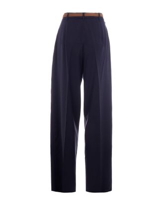 Max Mara Womens Trousers Bacio Blue Virgin Wool