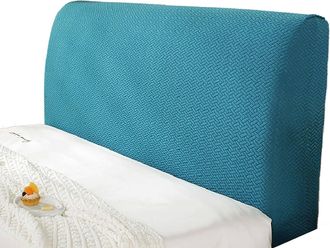 Generic Elastischer Kopfteilbezug, Jacquard-Kopfteil, waschbar, staubdicht, for die Schlafzimmerdekoration(Blue,Queen:(71-79)/150-170cm)