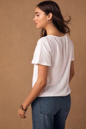 Next T-Shirt Kurz&auml;rmeliges Oberteil mit ger&uuml;schtem Ballonsaum (1-tlg)