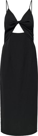 Only Damen Midi Kleid Schwarz mit Cut-Out-Detail, Schwarz, XS