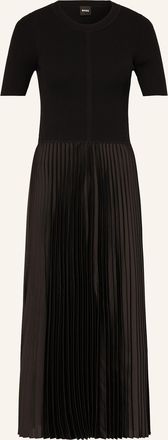 HUGO BOSS Kleid Fadridi Im Materialmix Mit Plissees schwarz