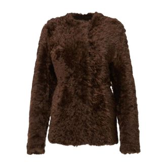 VSP Vsp, Femme, Vestes, Brun, Taille: 38 FR Manteau en peau lain&eacute;e Odeline