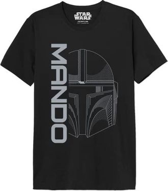Star Wars &laquo; Mandalorian - Mando Icon and Logo &raquo; MESWMANTS206 T-Shirt Homme, Noir, Taille XS