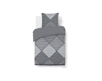 Vision Streetwear Parure Housse de Couette Harold Gris - Housse de Couette 140x200cm Avec 1 taie Assortie 65x65cm - 100% Coton