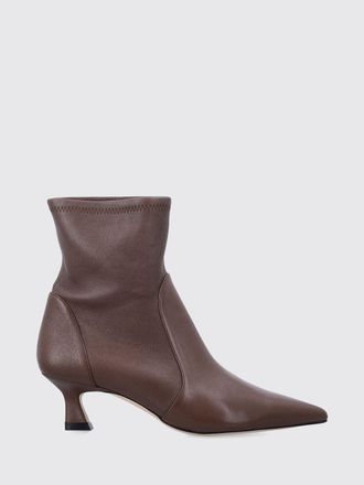 Stuart Weitzman Vinnie Glattleder-Stiefeletten mit mittelhohem ausgestelltem Absatz
