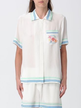 Casablanca Chemise de bowling en soie &agrave; manches courtes et coupe slim