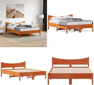 vidaXL Massivholzbett ohne Matratze Wachsbraun 120x200 cm Kiefernholz - Holzbetten - Kiefernholzbette - Massiver Holzrahmen - Doppelbett - Bettgestell