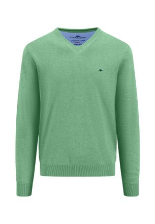 Fynch-Hatton Pullover aus Baumwolle mit V-Ausschnitt Turf Green / 3XL