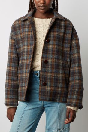 Gerard Darel Veste &agrave; carreaux en laine - NAWELLE - Indigo