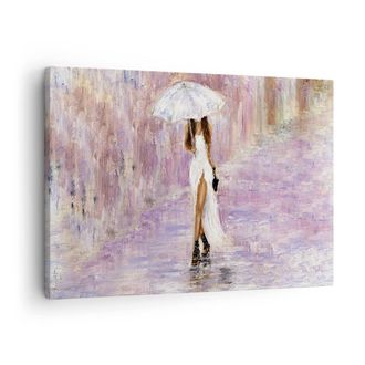 Arttor Bilder auf Leinwand Frau Regenschirm Leinwandbild mit Rahmen 70x50cm Wandbilder Dekoration Wohnzimmer Schlafzimmer K&uuml;che Deko Klein Wanddeko Bild Wand