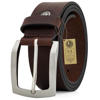 Lindenmann Leder-G&uuml;rtel Herren 40 mm breit, G&uuml;rtel Herren Vollrindleder braun, Farbe/Color:braun, Size:Bundweite 120 cm Gesamtl&auml;nge 135 cm W 47.2 XXL