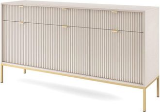 Selsey Selsey VELLORE - Sideboard 3-türig, Greige mit goldfarbenem Gestell, 154 cm
