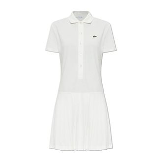 Lacoste Stretch Piqu&eacute; Polo-Kleid mit Falten - - Dresses - Damen - Wei&szlig; - M
