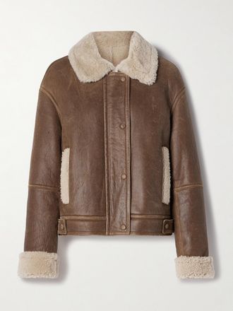 Yves Salomon Jacke Aus Shearling - Braun