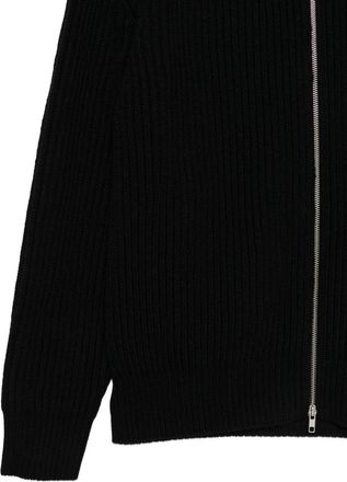Maison Margiela Ribbed Knit High-Neck Cardigan - Black