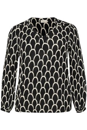 Kaffe Curve Langarm-Bluse KCkerry 46, Black and White Graphic Print 46