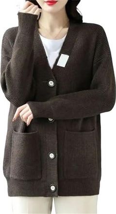 Generic Manteau en tricot &eacute;pais pour femme - Cardigan en laine - Style cor&eacute;en, marron, Taille XS