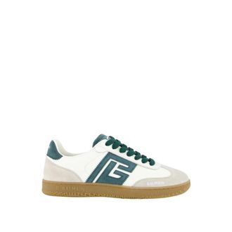 Balmain Homme, Chaussures, Blanc, Taille: 39 EU Swan Leather and Suede Trainers