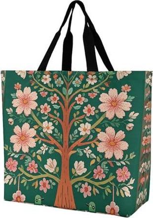 Generic Arbre De Vie Vert Sac Fourre-Tout L&eacute;ger Tote Bag Grand Sac A Main Femmes Pour Shopping Quotidienne Travail